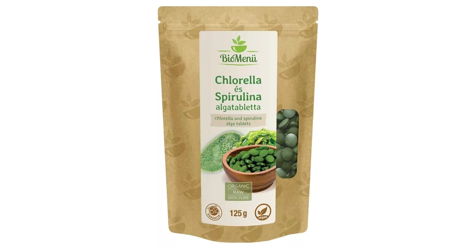 BIO MENÜ Bio Chlorella és Spirulina alga tabletta 125 g - Máj, epe ...